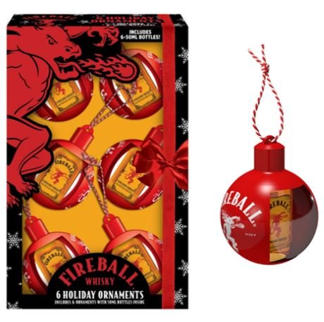 Fireball Cinnamon Whiskey Holiday Ornament Minis | Norfolk Wine & Spirits